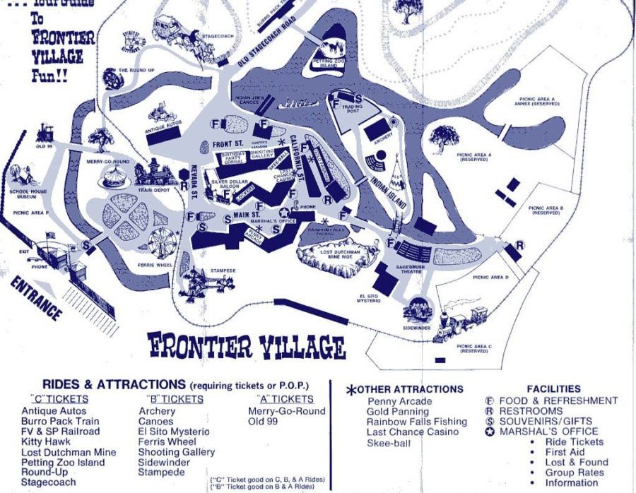 Frontier Village Map and Brochure (1970) | ThemeParkBrochures.net