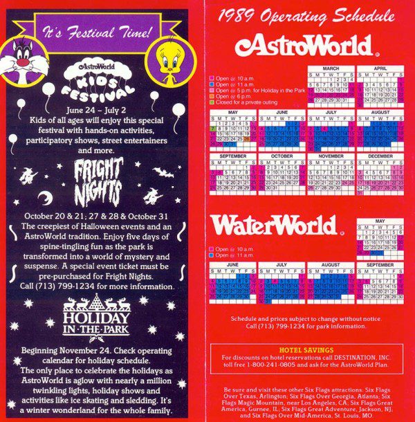 Six Flags AstroWorld Map and Brochure (1968 - 2005 ...