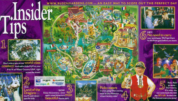 Busch Gardens Williamsburg Map and Brochure (2025 - 1975 ...