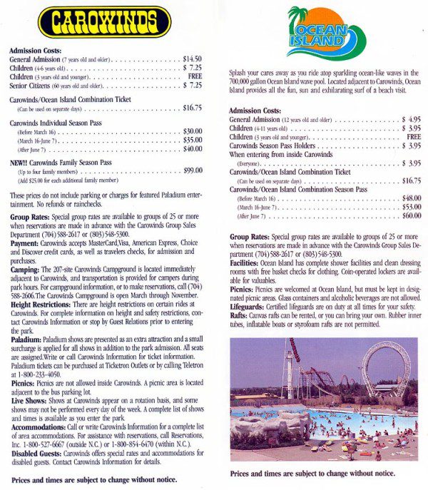 Carowinds Map and Brochure (2025 - 1973) | ThemeParkBrochures.net