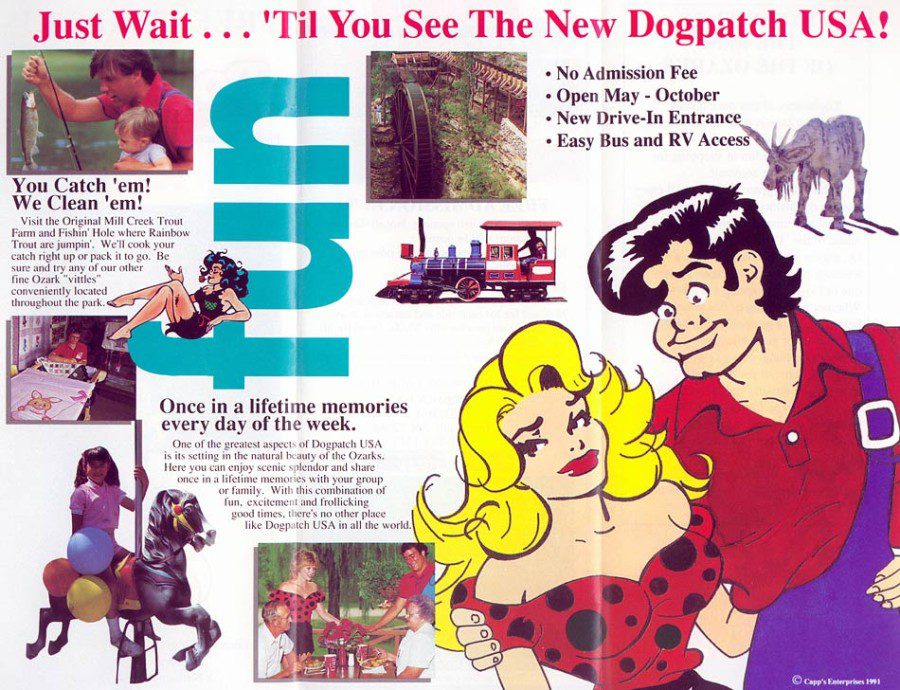 Dogpatch USA Map and Brochure (1981 - 1991) | ThemeParkBrochures.net