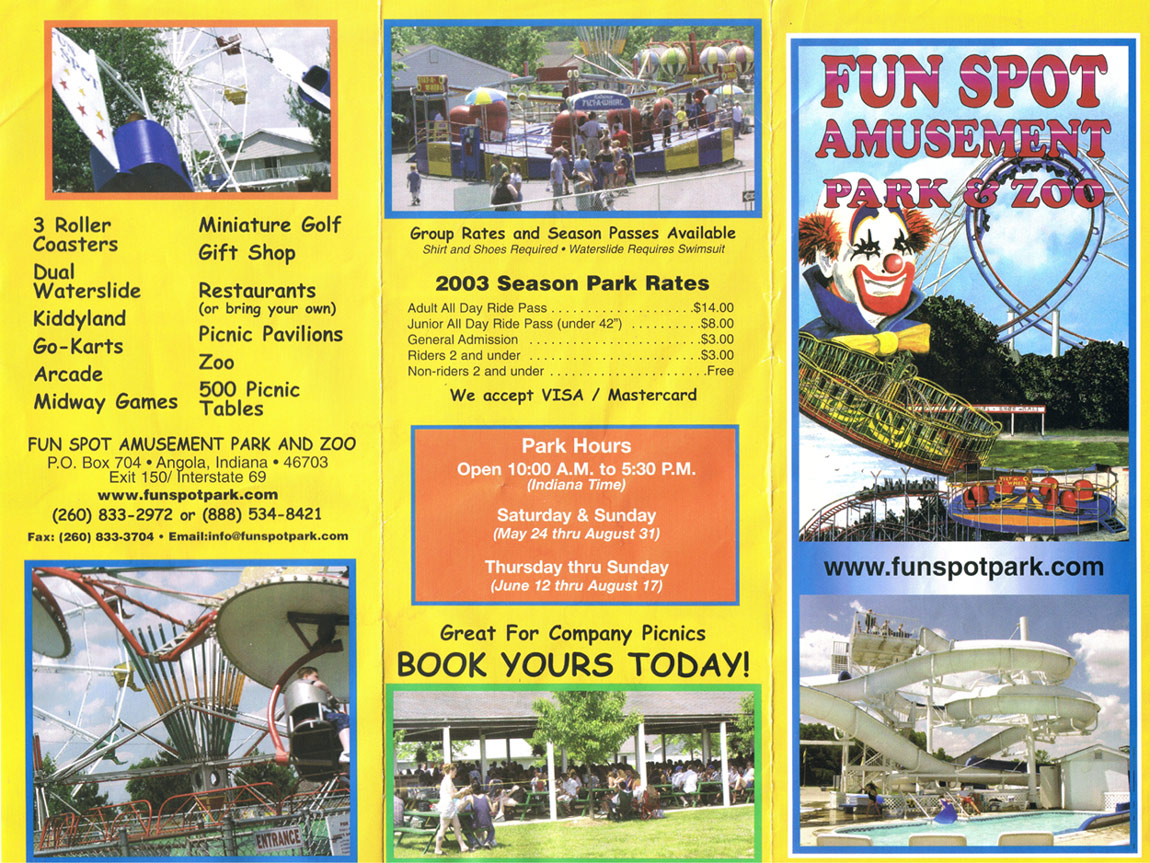 Theme Park Brochures Fun Spot Brochure 2003 ThemeParkBrochures