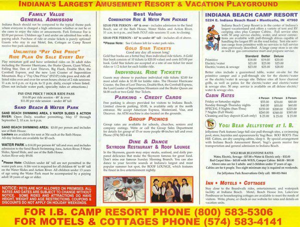 Indiana Beach Map and Brochure (1954 - 2024) | ThemeParkBrochures.net