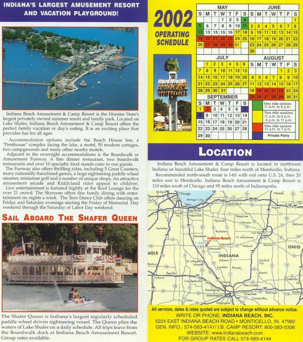 Indiana Beach Map and Brochure (1954 - 2024) | ThemeParkBrochures.net