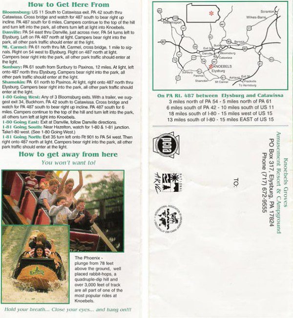 Knoebels Amusement Resort Map and Brochure (2025 - 1998 ...