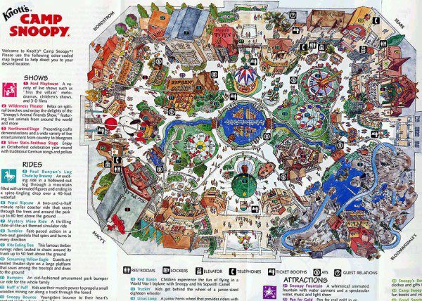 Knott's Camp Snoopy Map and Brochure (1992 - 2023) | ThemeParkBrochures.net