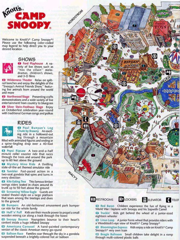 Knott's Camp Snoopy Map and Brochure (1992 - 2023) | ThemeParkBrochures.net