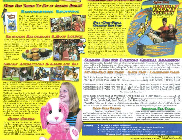Indiana Beach Map and Brochure (1954 - 2024) | ThemeParkBrochures.net