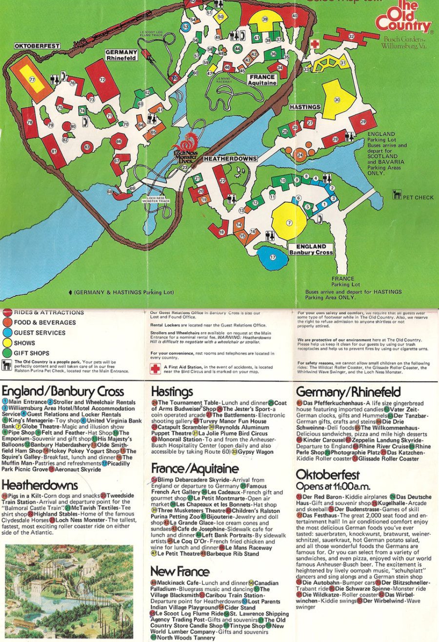Busch Gardens - The Old Country Map and Brochure (1975 - 2024 ...