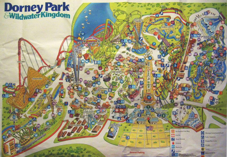 Dorney Park & Wildwater Kingdom Map and Brochure (1964 - 2025 ...