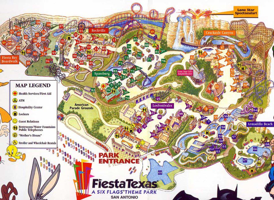 Six Flags Fiesta Texas Map and Brochure (1996 - 2023 ...
