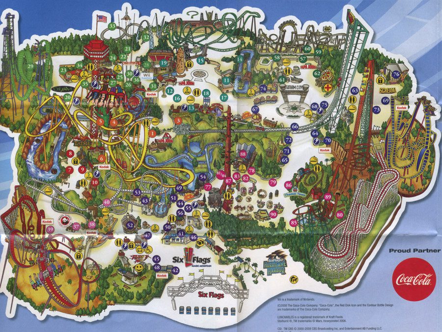 Six Flags Magic Mountain Map and Brochure (2025 - 1971 ...
