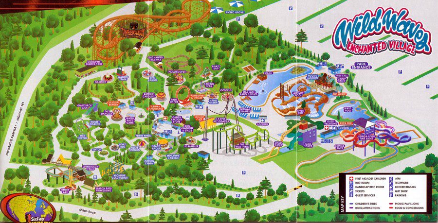 Wild Waves Enchanted Village Map and Brochure (2025 - 1990 ...