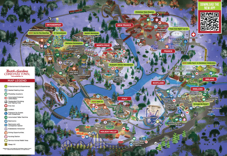Busch Gardens Williamsburg Map and Brochure (2025 - 1975 ...
