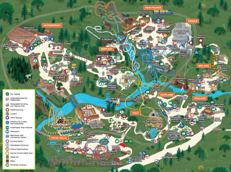 Busch Gardens Williamsburg Map and Brochure (2025 - 1975 ...