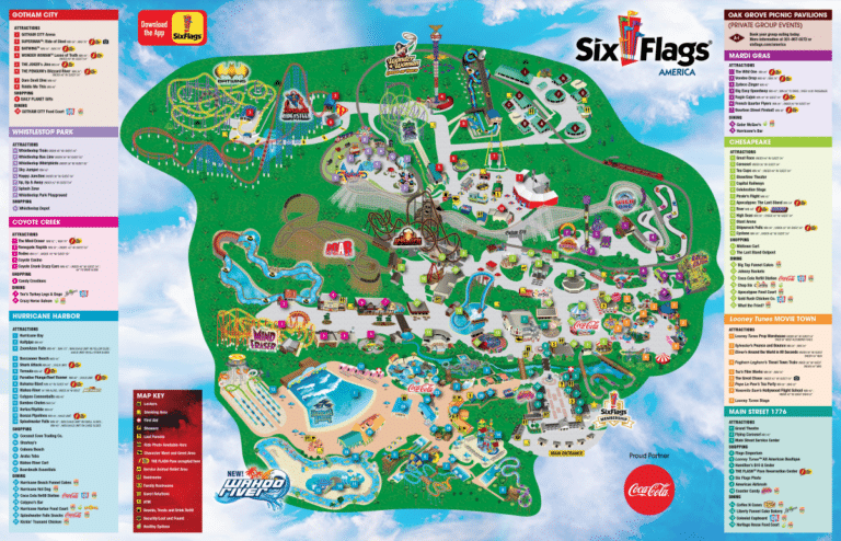 Six Flags America Map and Brochure (2025 - 1993) | ThemeParkBrochures.net