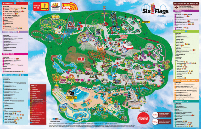 Six Flags America Map and Brochure (2025 - 1993) | ThemeParkBrochures.net