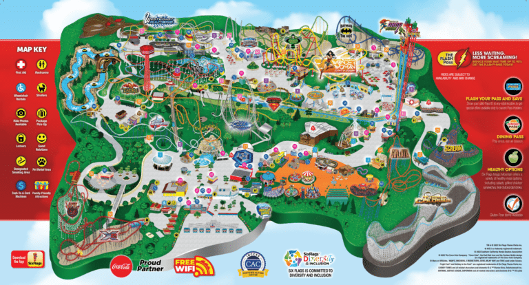 Six Flags Magic Mountain Map and Brochure (2025 - 1971 ...