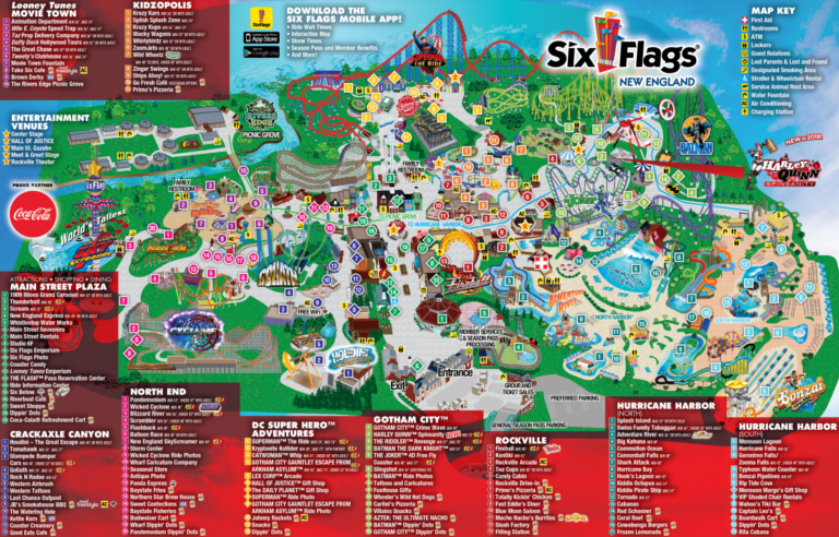 Six Flags New England Map and Brochure (2025 - 1999 ...