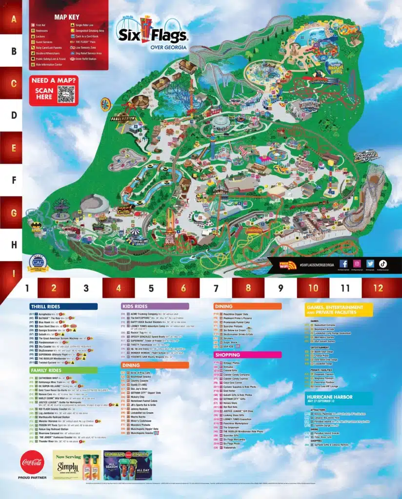 Six Flags Over Georgia Map and Brochure (1979 - 2024 ...