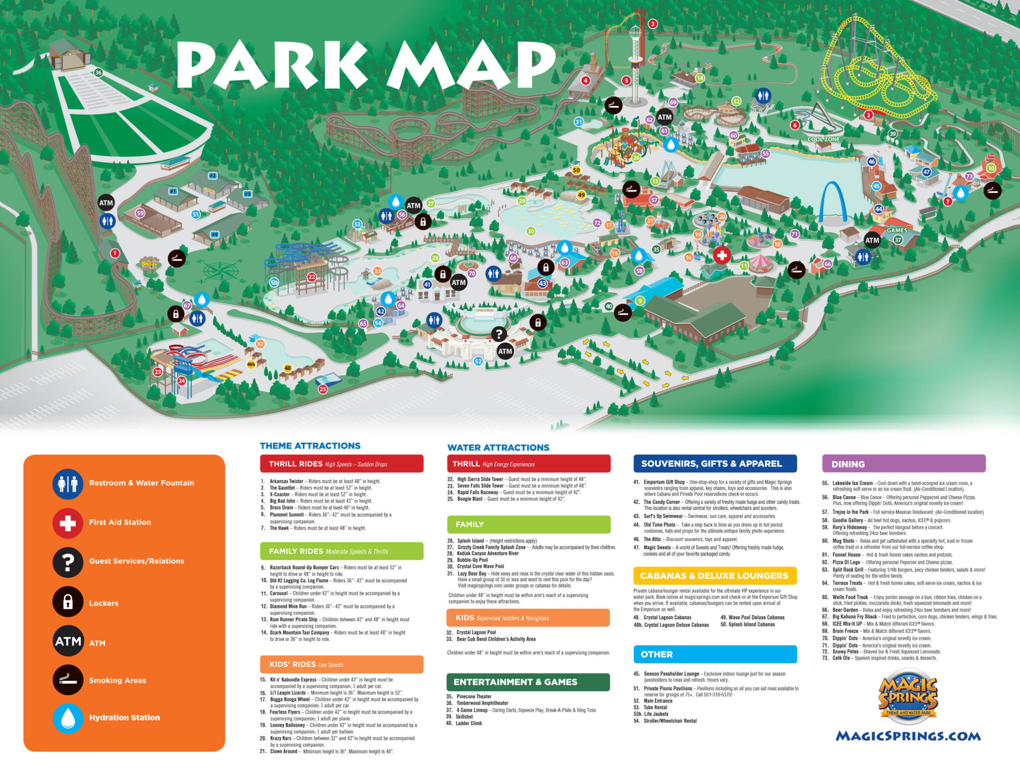 Magic Springs Theme and Water Park Map and Brochure (2025 - 2023 ...