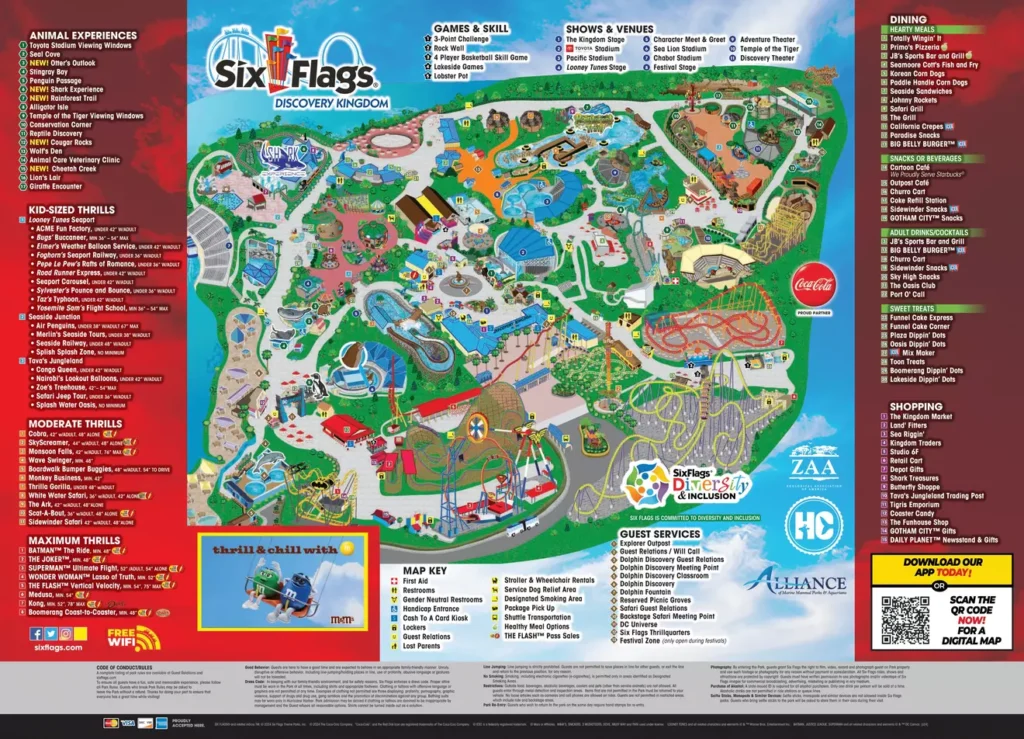 Six Flags Discovery Kingdom Map and Brochure (2022 - 2024 ...