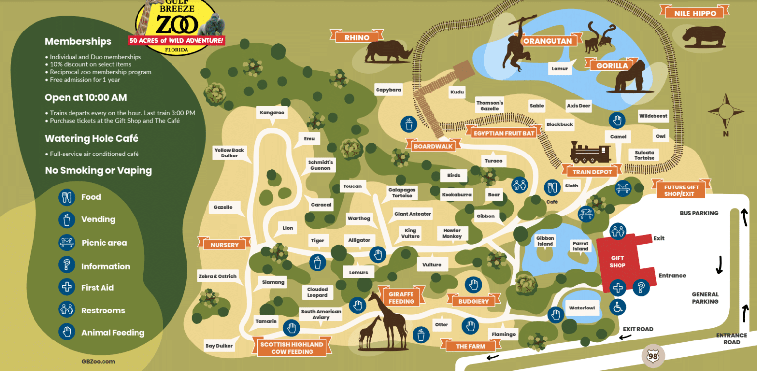 Gulf Breeze Zoo Map And Brochure (2025 - 2021) | ThemeParkBrochures.net