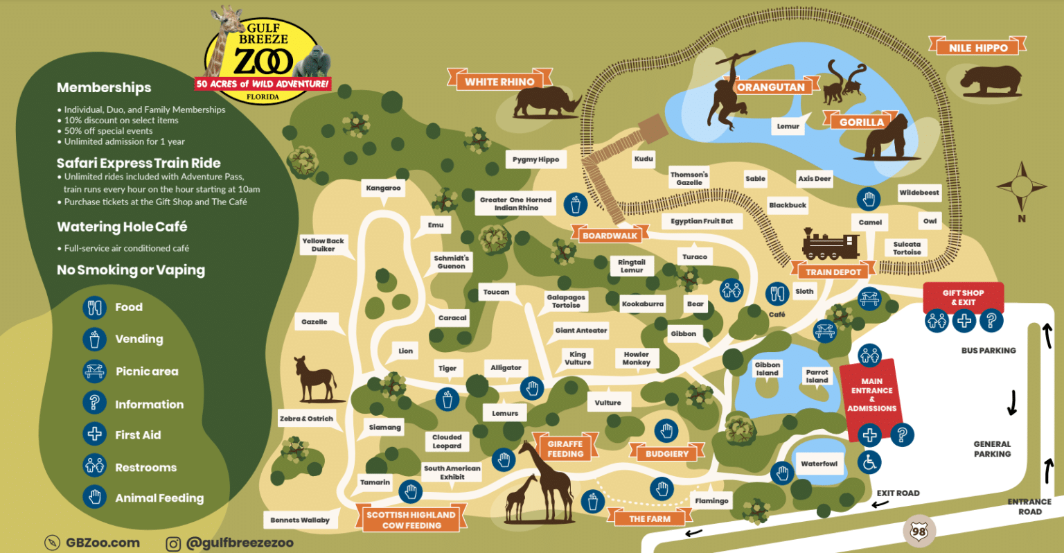 Gulf Breeze Zoo Map And Brochure (2025 - 2021) | ThemeParkBrochures.net