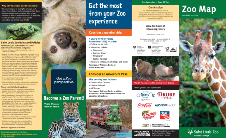 Saint Louis Zoo Map and Brochure (2025 - 2023) | ThemeParkBrochures.net