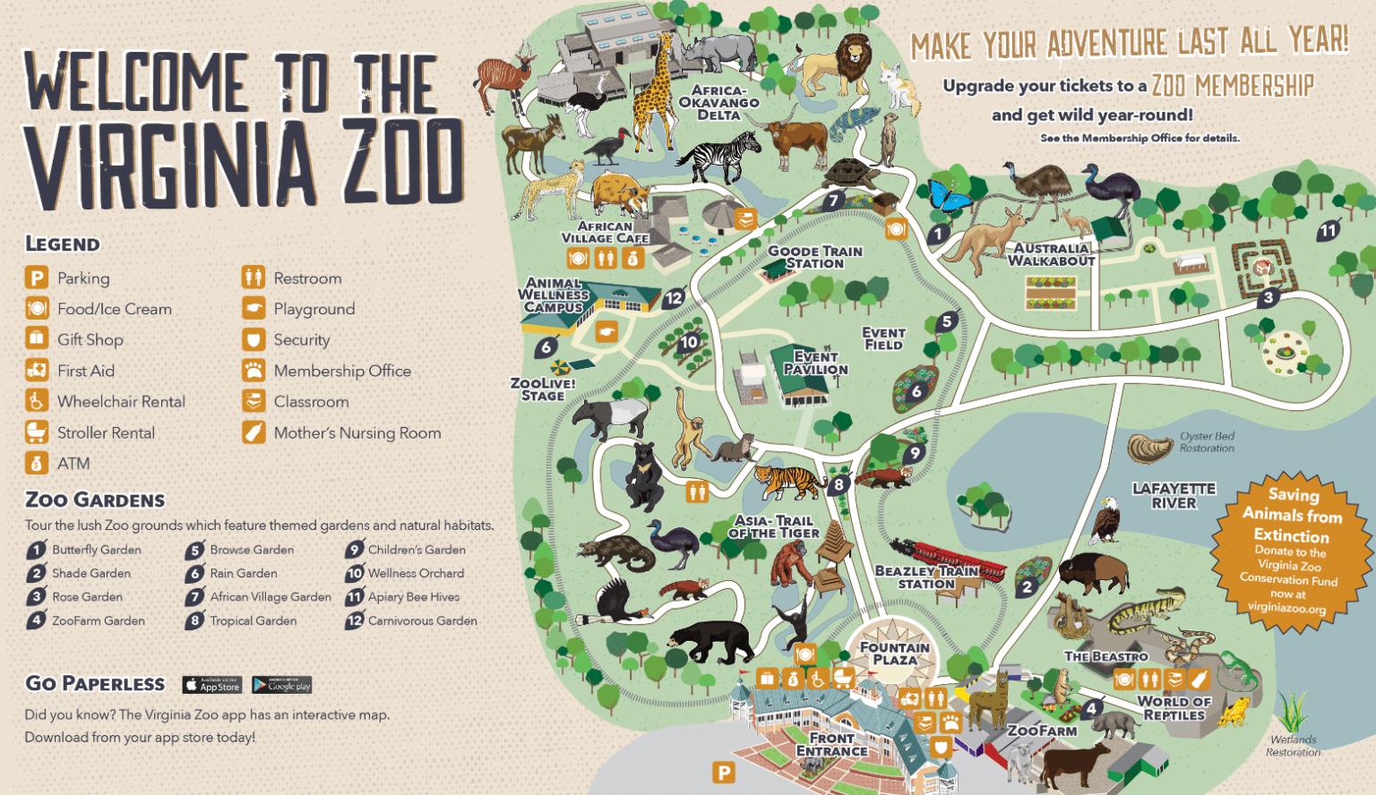 Virginia Zoo Map and Brochure (2025 - 2018) | ThemeParkBrochures.net