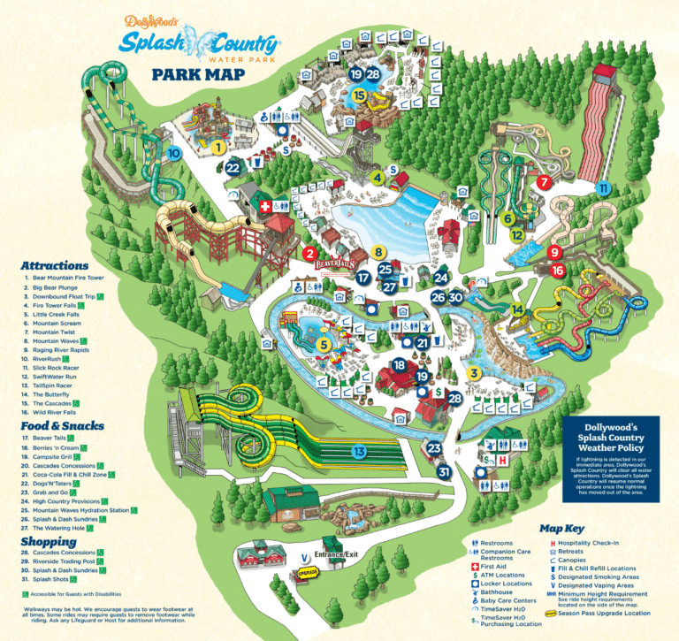Dollywood's Splash Country Map and Brochure (2017 - 2025 ...