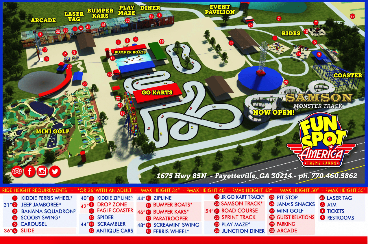 Fun Spot America Atlanta Map and Brochure (2025 - 2019 ...
