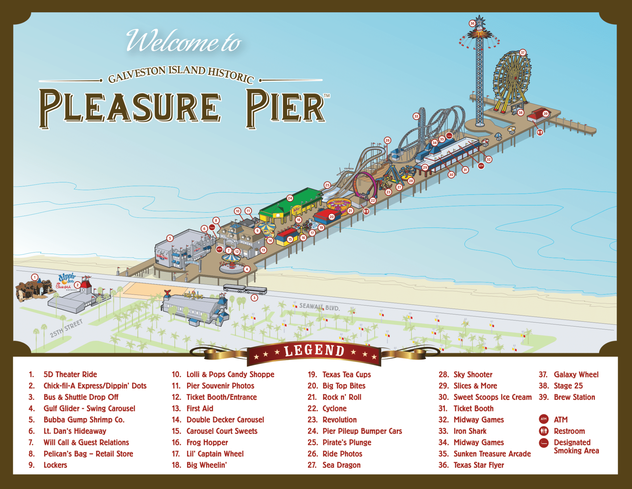 Pleasure Pier Map and Brochure (2025 - 2014) | ThemeParkBrochures.net