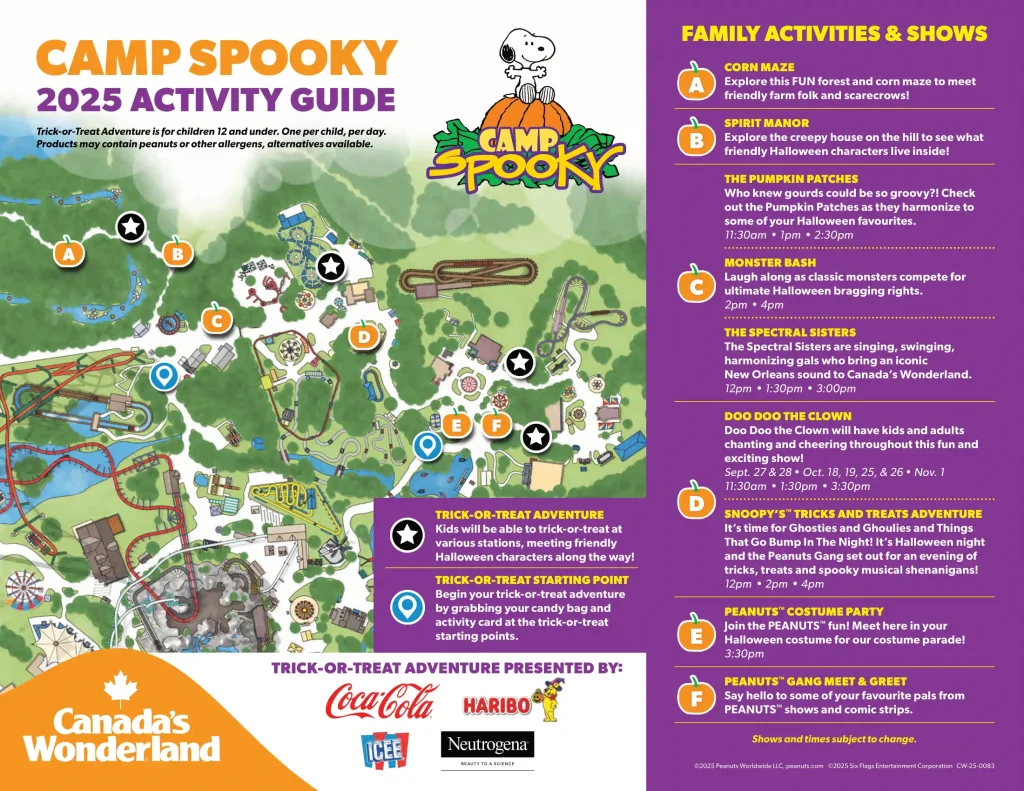 Canada's Wonderland Camp Spooky Map (2025-2018) | ThemeParkBrochures.net