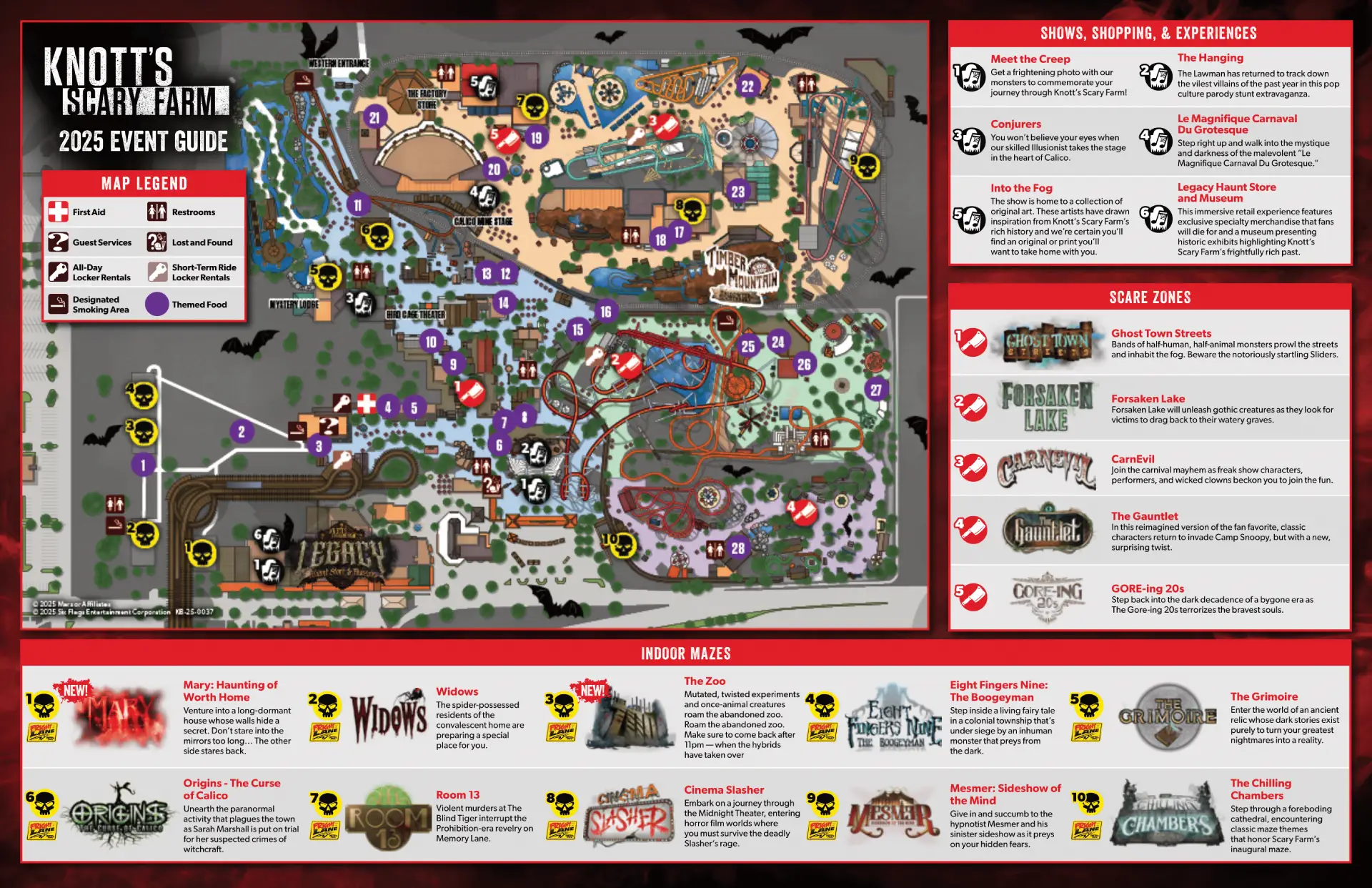 Knott’s Berry Farm Knott’s Scary Farm Map (2025-2024 ...